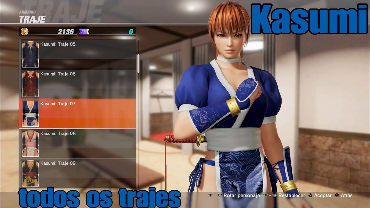 Dead or alive 6 Kasumi Todos os trajes desbloqueados - YouTube