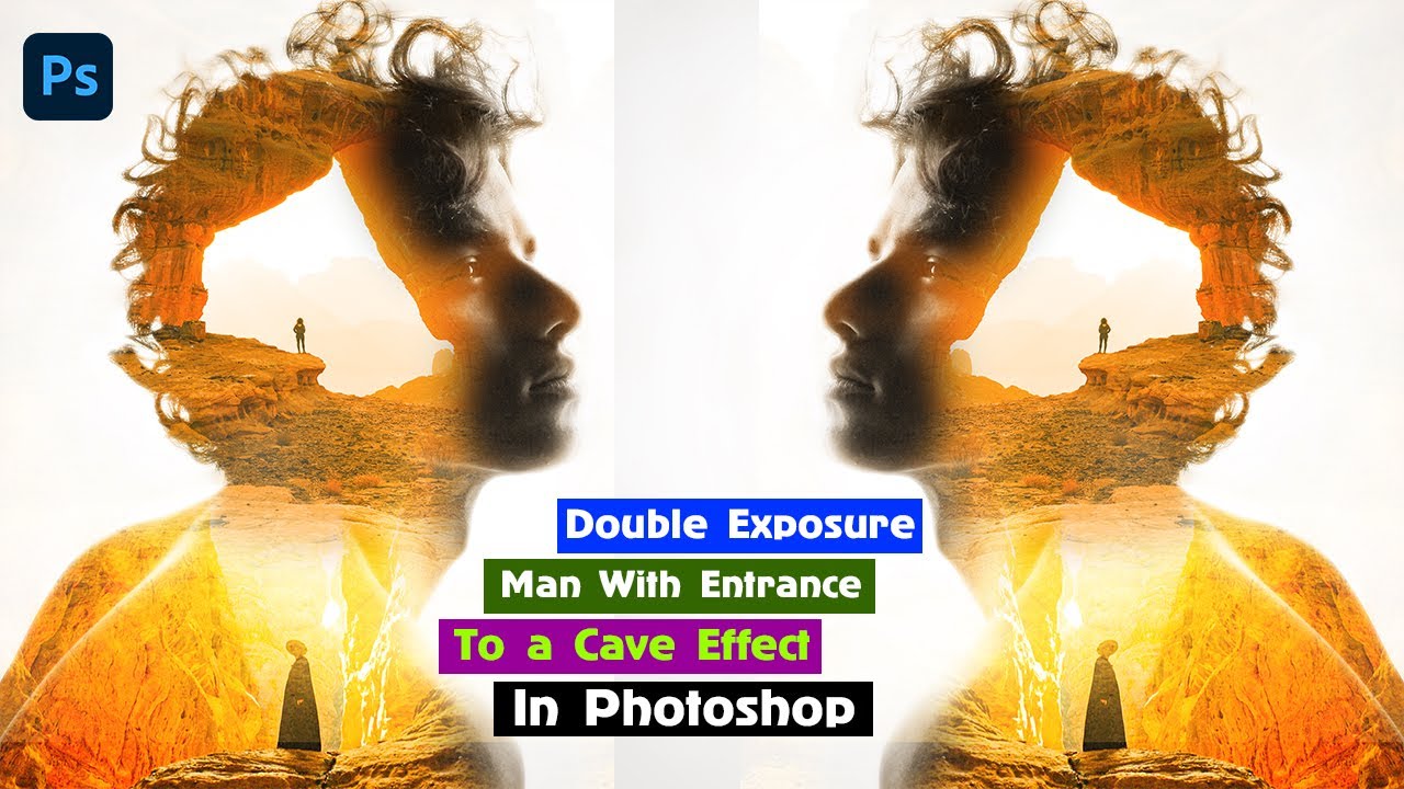 Double Exposure Man With Entrance To Cave Effect-Double Exposure ...