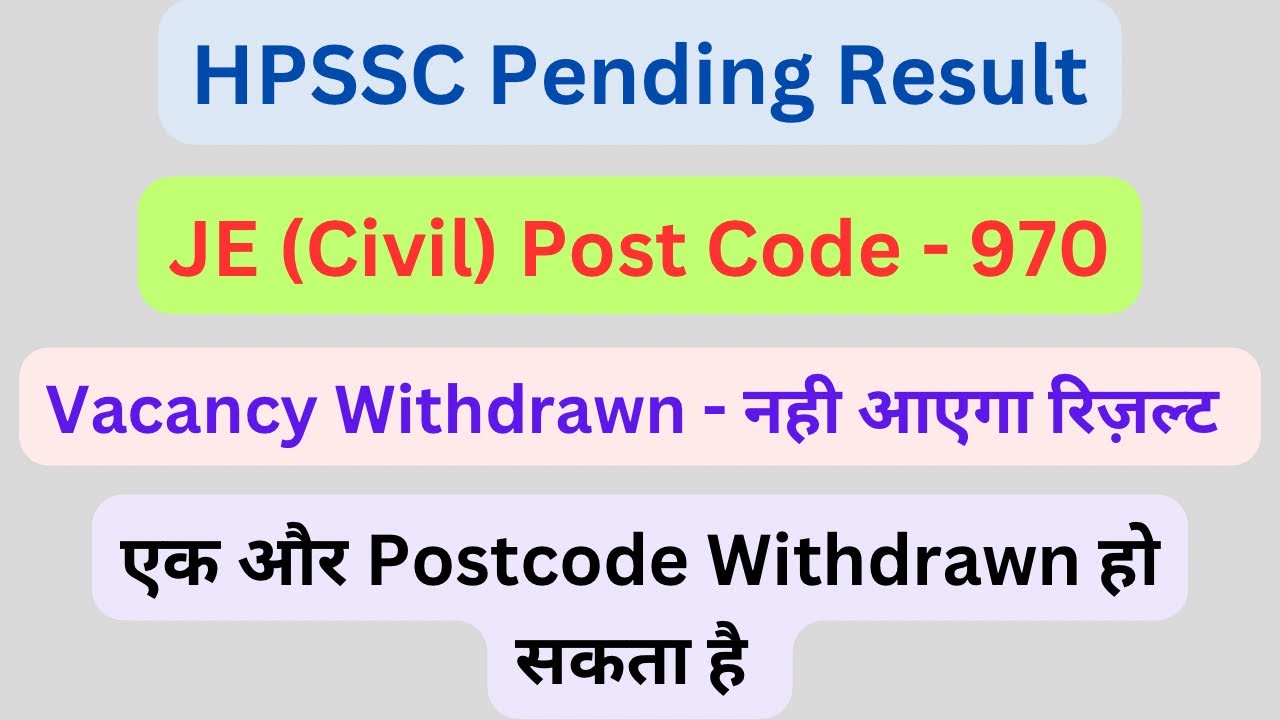HPSSC JE (Civil) || Post Code - 970 Vacancy Withdrawn || Forest ...