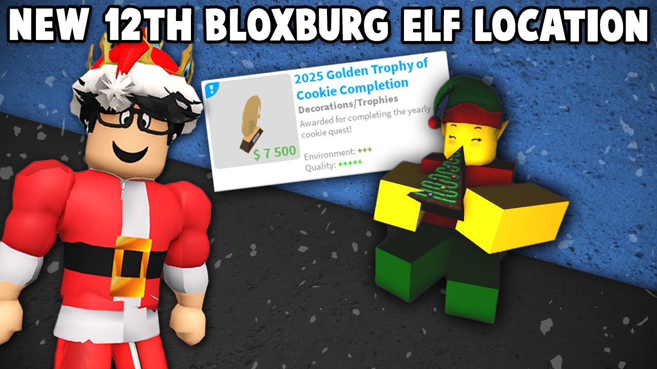 THE NEW 12TH BLOXBURG ELF HUNT LOCATION.. GOLDEN TROPHY AND BLOCKBUX ...