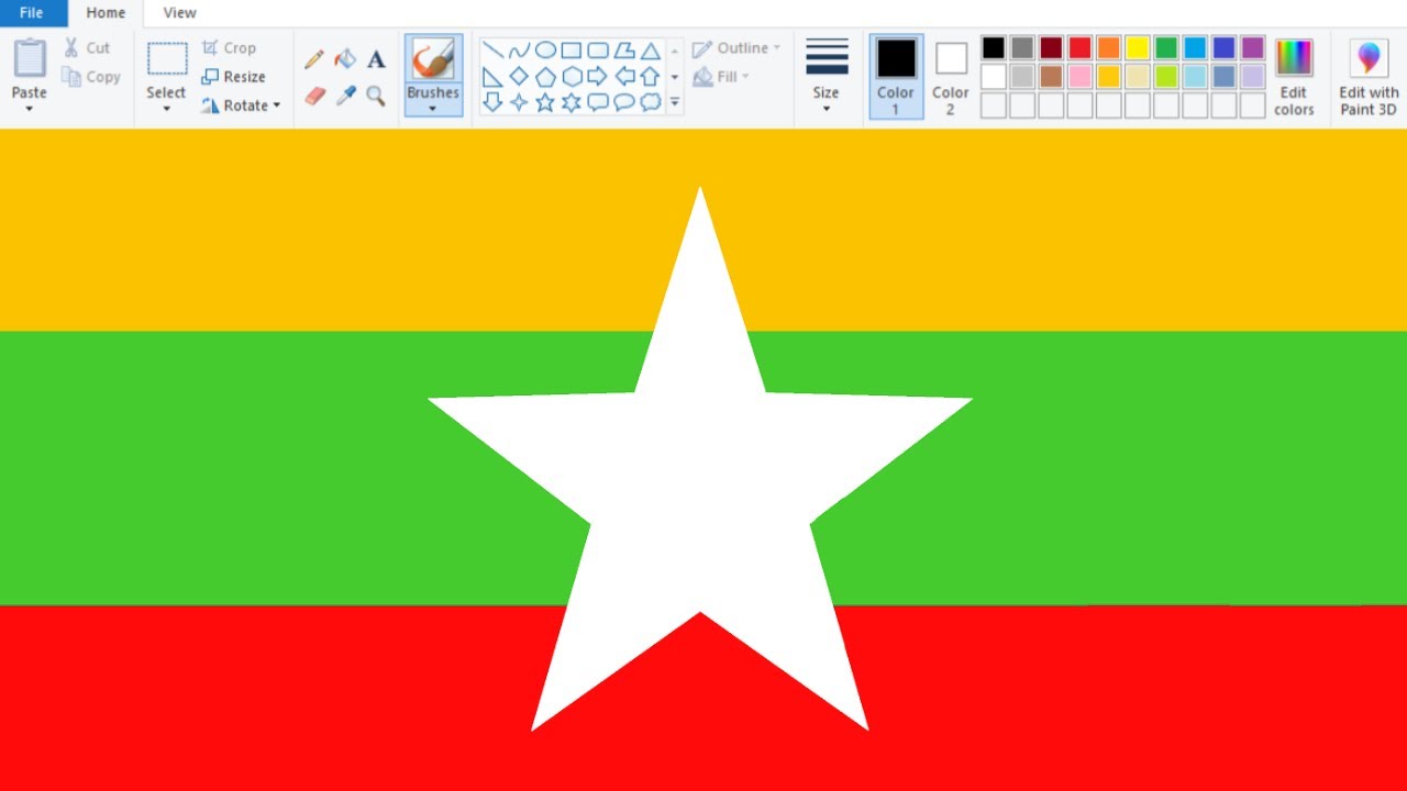 How to draw Myanmar(Burma)Flag in MS Paint Step by step on computer # ...