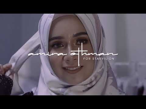 Hijab Tutorial: Printed Matte Satin Shawl by Amira Othman