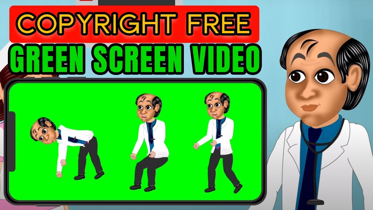 Doctor Free copyright cartoon character | green screen cartoon | chroma ...