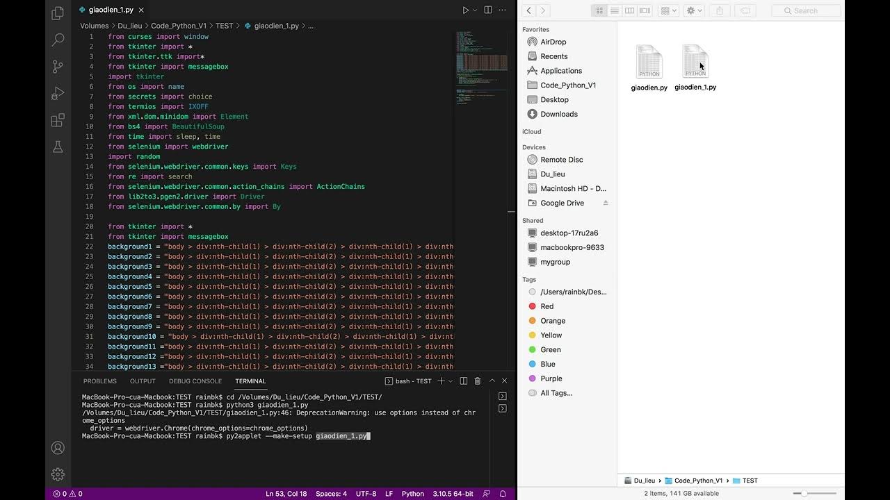 convert file .py to .dmg on macos with two line code - Py2app - YouTube