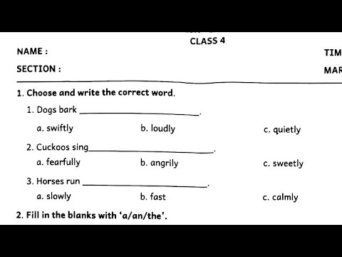 4th Std English Annual Exam Original Question Paper / Term 3 Question ...