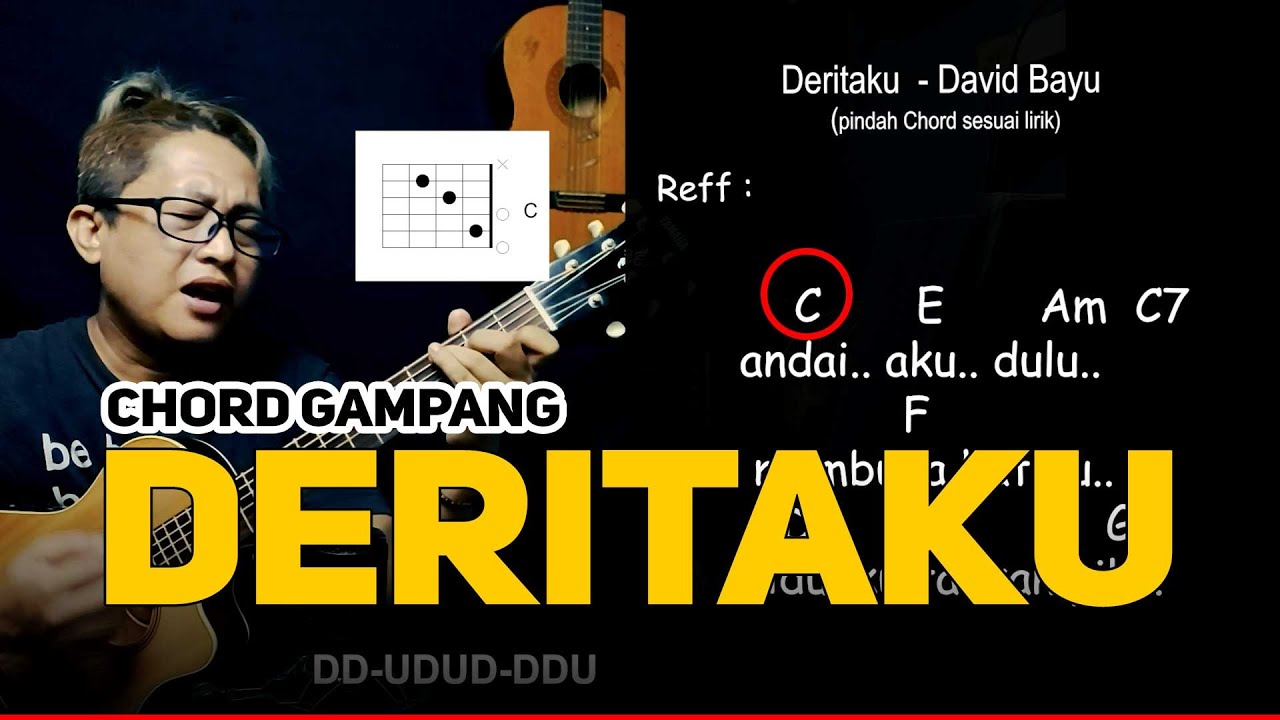 KUNCI GITAR DERITAKU DAVID BAYU CHORD GAMPANG ANDAI AKU DULUMEMBUKA HATIKU, HIDUPKU TAKKAN PILU ...
