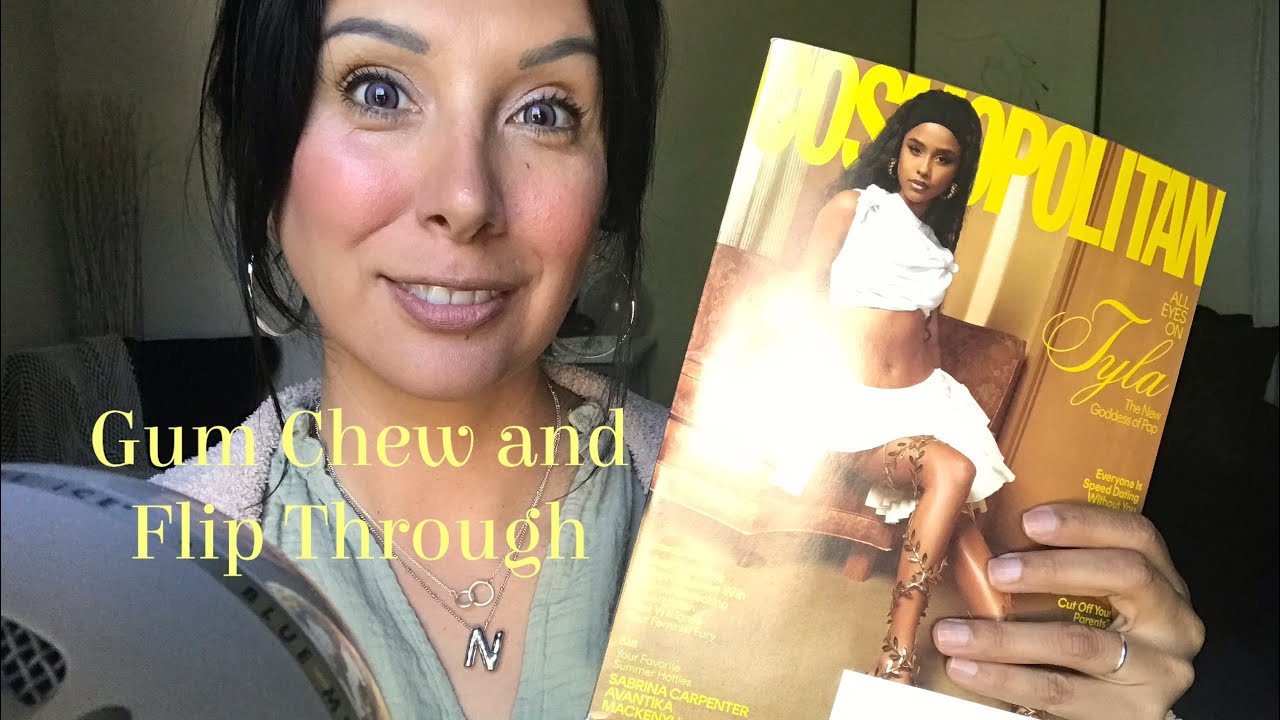 GumV Chew and Flip Through ASMR | Summer Cosmopolitan Magazine - YouTube