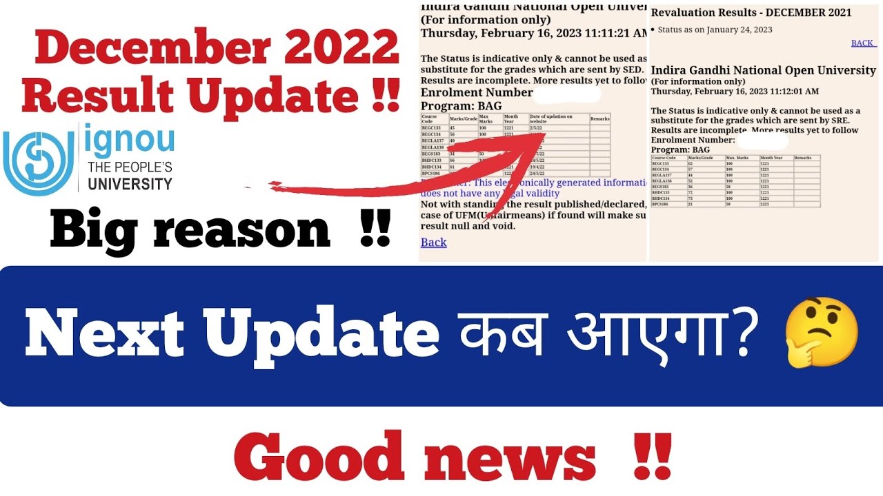 😮IGNOU December 2022 and June 2022 late result problem 😮 Reason for ...