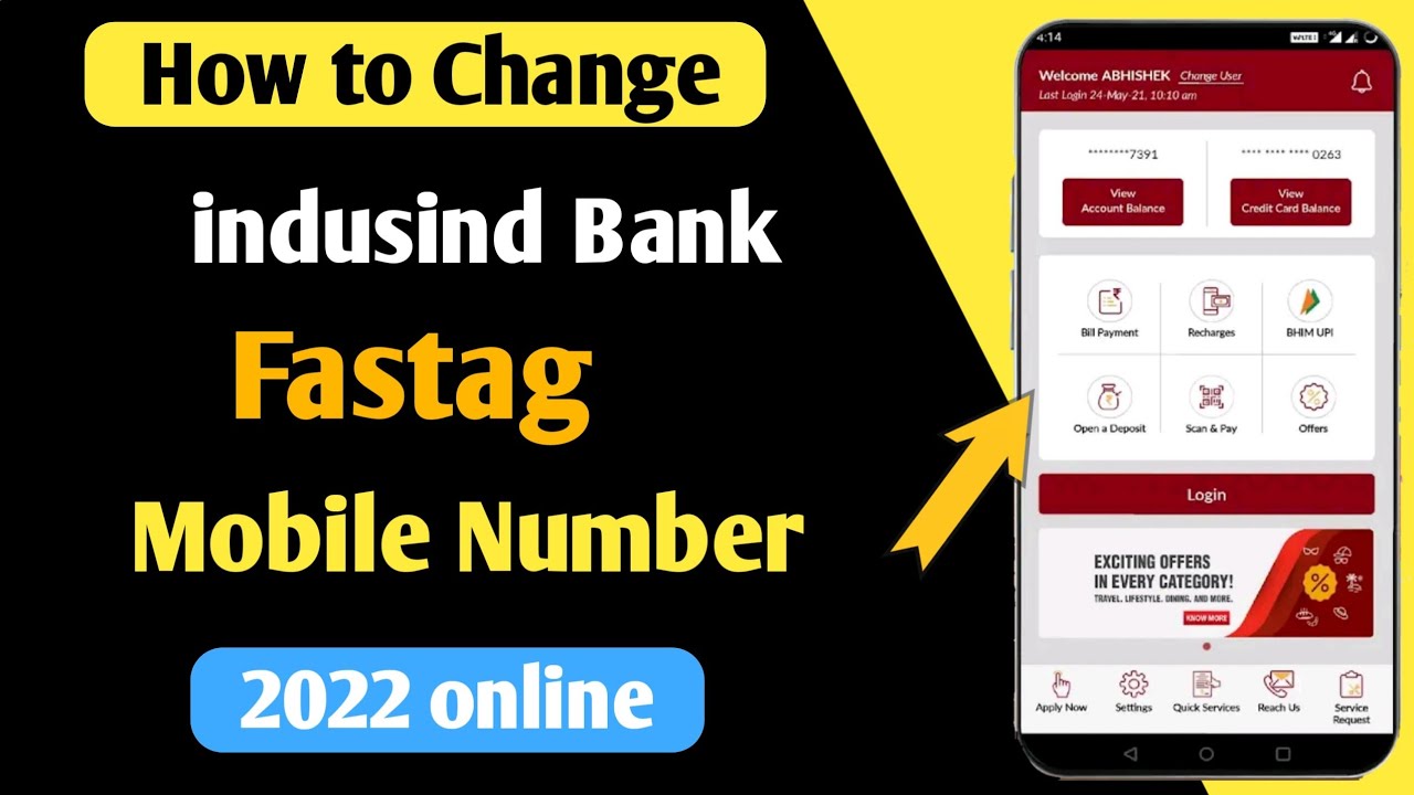 how to change mobile number in indusind bank fastag - YouTube