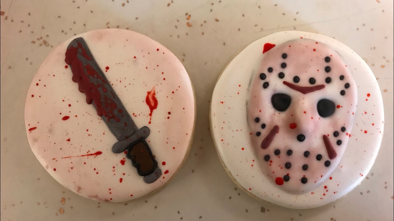 Friday The 13th Jason Mask Sugar Cookie Tutorial - YouTube