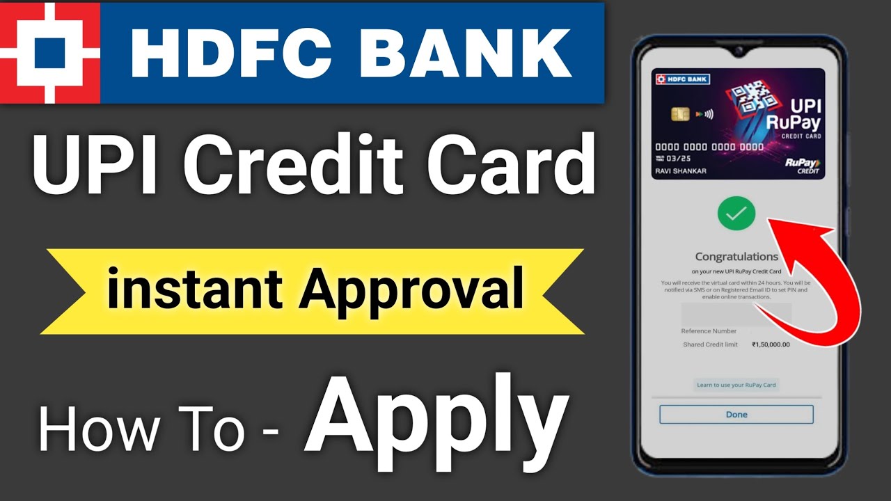 HDFC Bank UPI Rupaye Credit Card Pre-approved Offer instant Approval ...