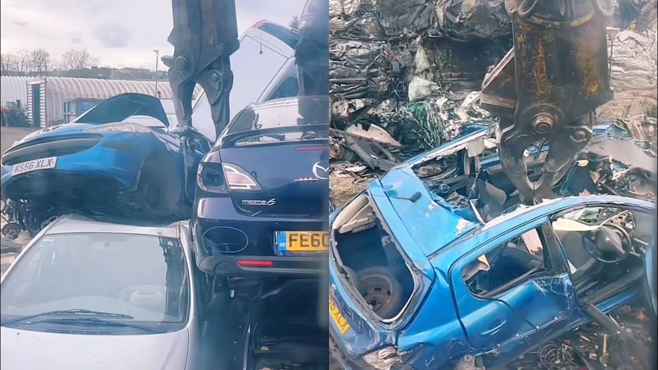 💥VRS Dismantling car process. Incredible Large Scale Scrap Car Process ...