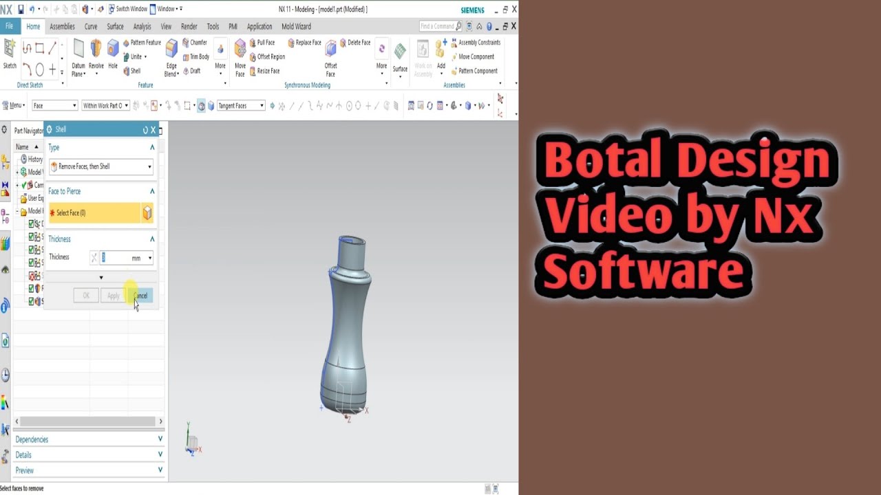 Botal Designing by Nx software. - YouTube