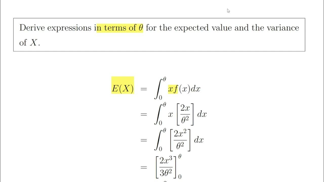 Continuous Random Variables: Expected values and Unbiased Estimation (Worked Example) - YouTube