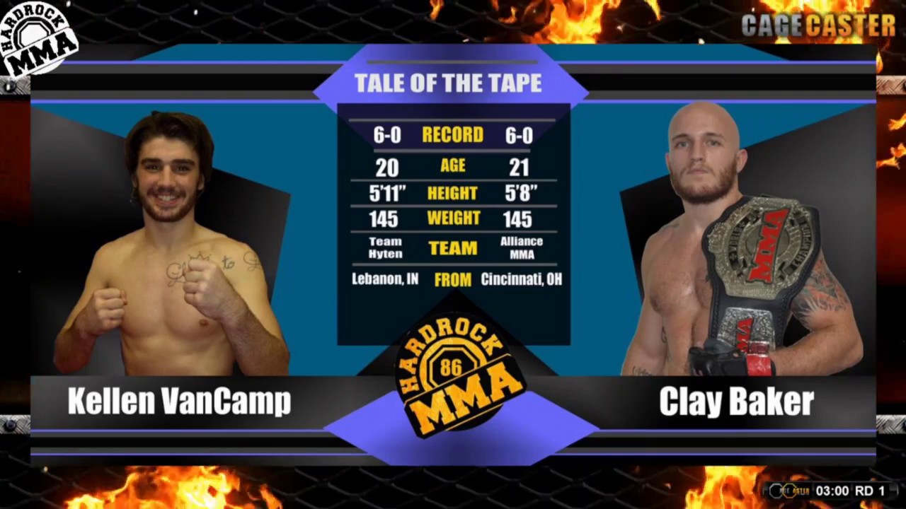 Hardrock MMA 86 Fight 12 Kellen VanCamp vs Clay Baker 145 Ammy Title ...