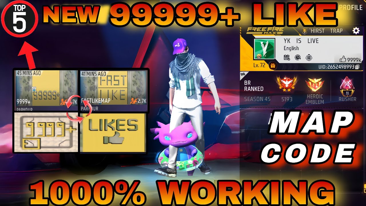 NEW 99999+ LIKE Map Code in Free Fire 🔥 1000% Working Trick!🔥 99 like kaise badhae ff new map ...