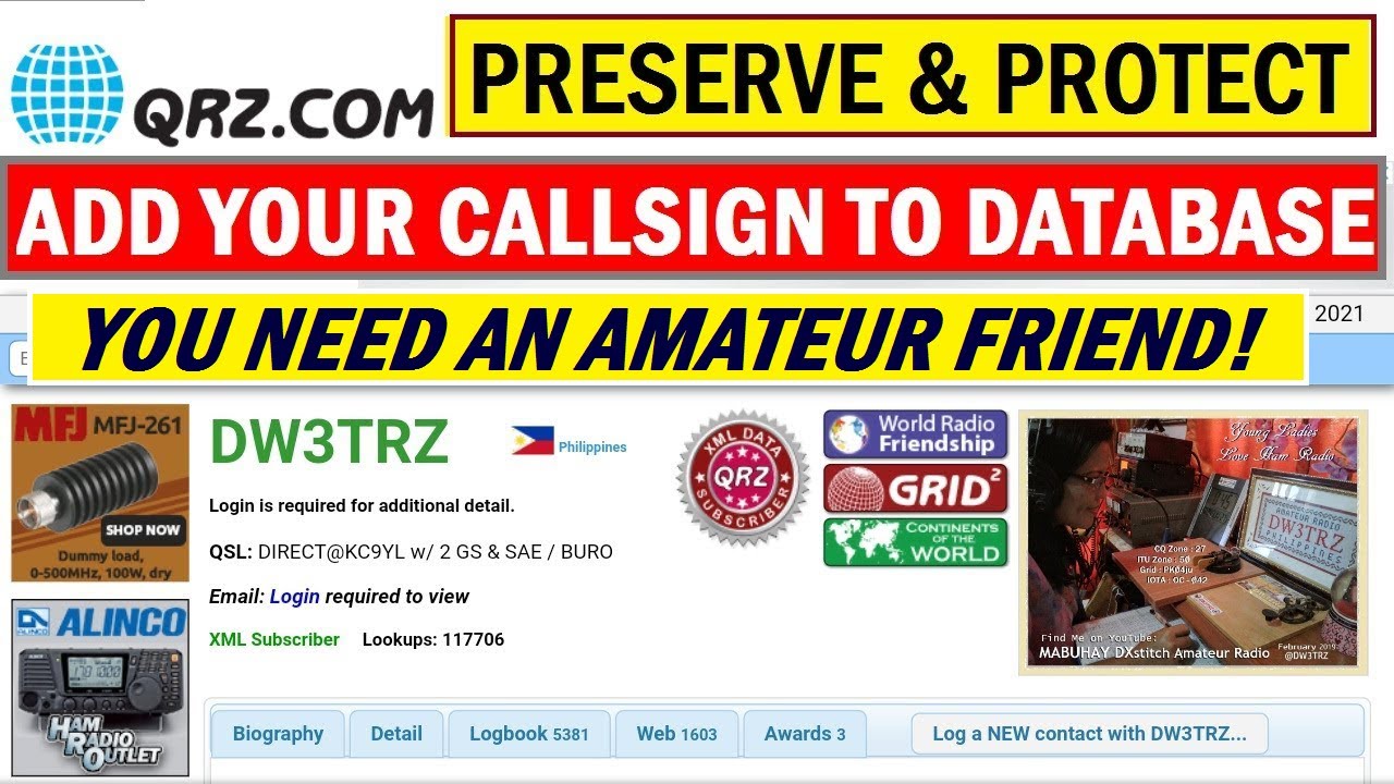 EASY STEP IN ADDING YOUR CALLSIGN TO THE QRZ DATABASE | PRESERVE ...