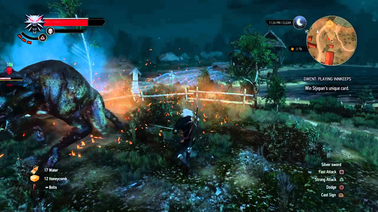 Witcher 3: Wild Hunt Killing Cow Monster - YouTube
