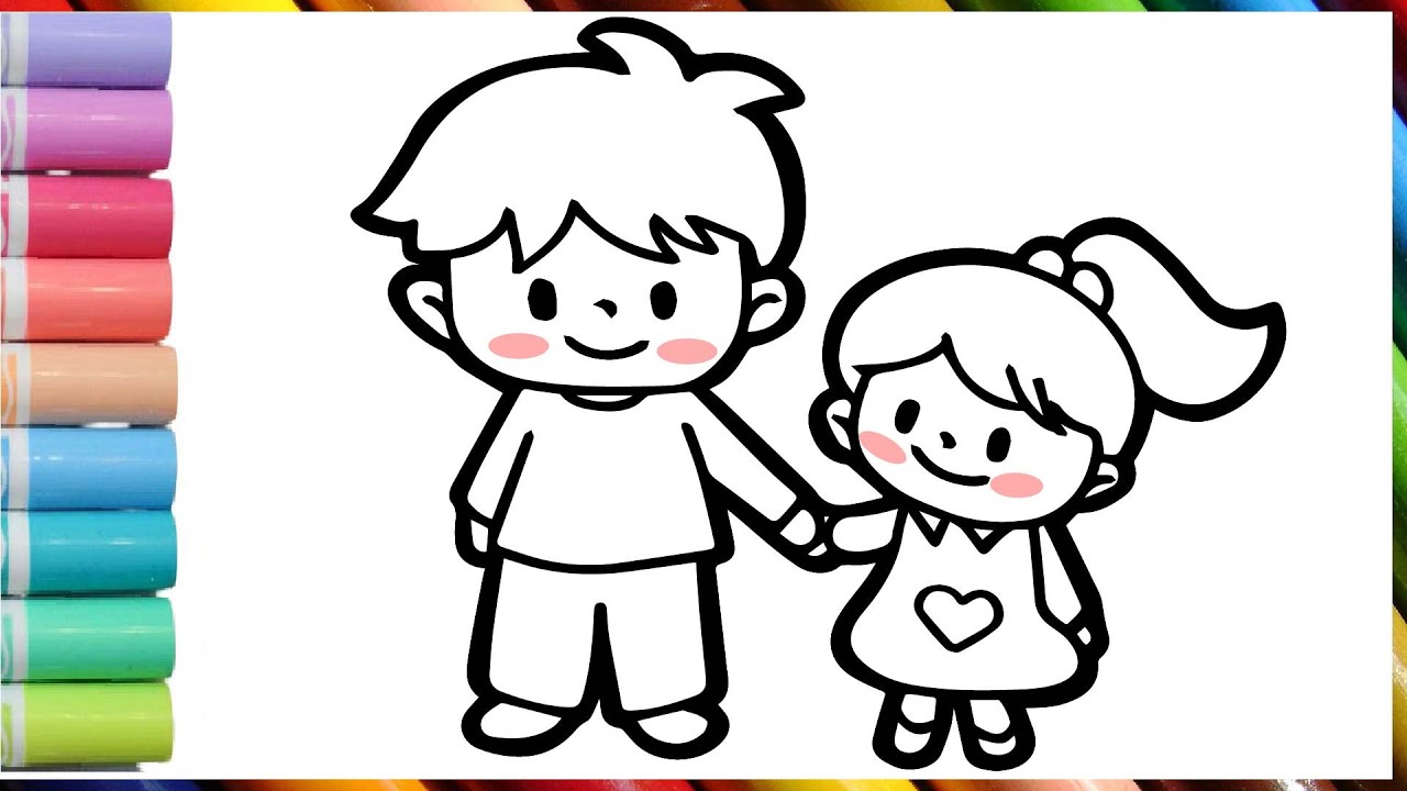 Brother and Sister Drawing, Painting and Coloring for Kids & Toddlers ...