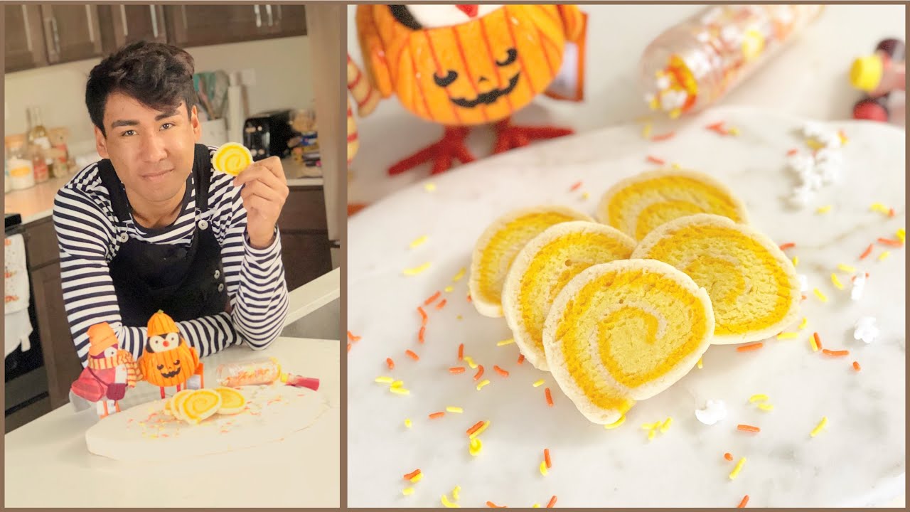 CANDY CORN SWIRL COOKIES - easy butter cookie recipe - YouTube