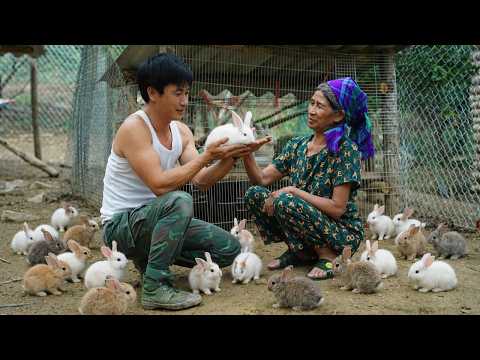 The CEO and the elderly lady were delighted to welcome more adorable rabbits to the green farm.
