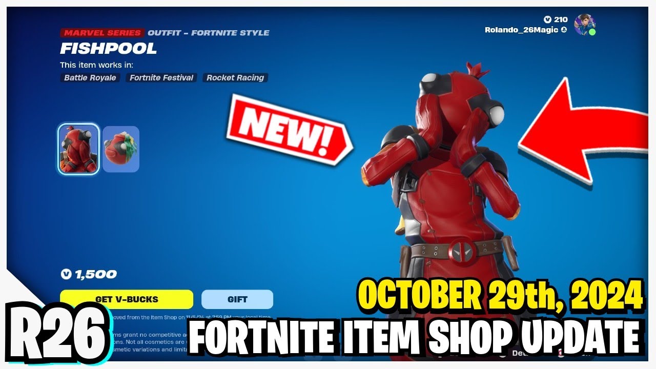 Fortnite Item Shop *NEW* FISHPOOL SKIN, DEADPOOL & RARE EMOTE! - YouTube