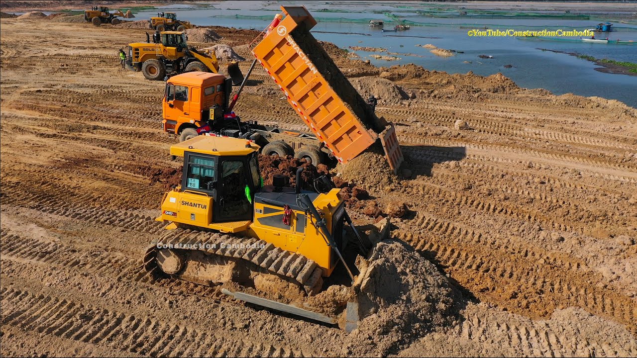Modern Machinery Heavy Equipment Working - Bulldozer Wheel Loader And ...