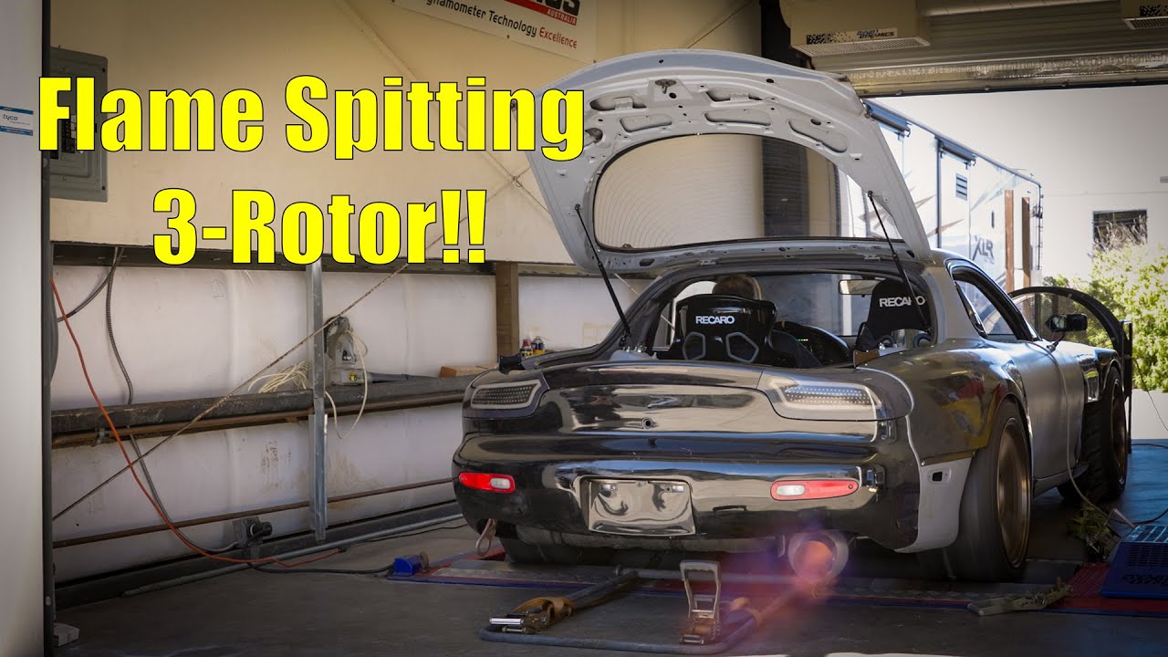 Big Turbo 3-Rotor RX-7 Spitting Flames on the Dyno! - YouTube