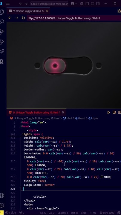 Unique Toggle Button using JS #shorts#viral#html#css#trending#ytshorts - YouTube
