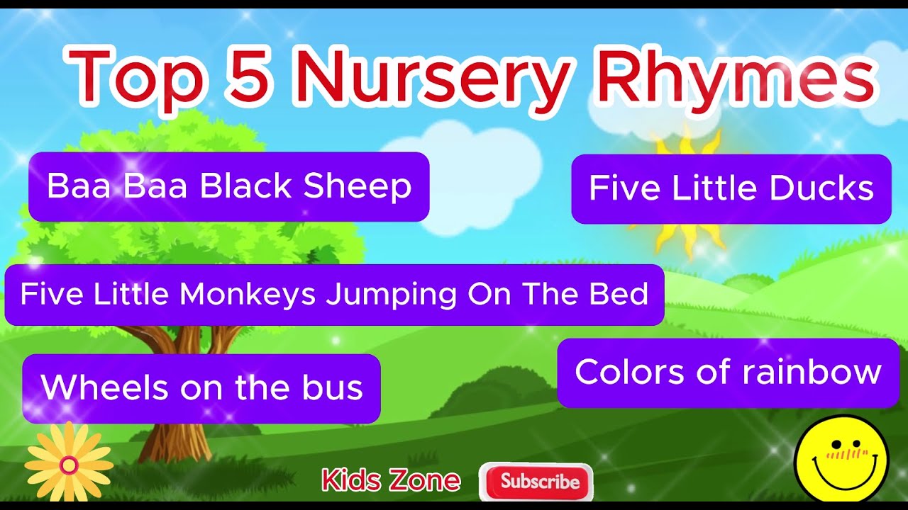 Top 5 - Five Most Popular Nursery Rhymes Collection Vol. 1 with Lyrics ...