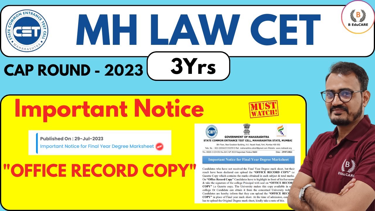 MH Law cet 3yrs - important notice - Final year marksheet #mhcetlaw ...