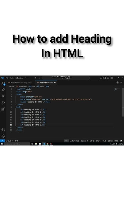 How To Add Heading In Html Coding Webdevelopment Programming Webdesign Htmllanguage Youtube