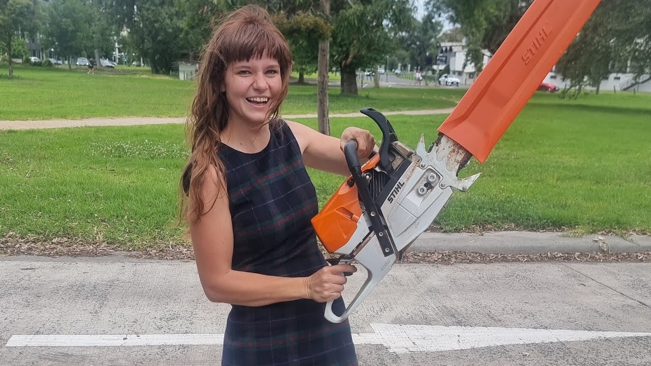 Female arborist takes me out with branch - YouTube