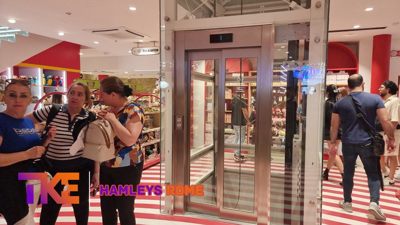 Brand New Scenic 2023 TKE Synergy 200 MRL traction elevator@Hamleys Toy Store, Rome, Italy - YouTube