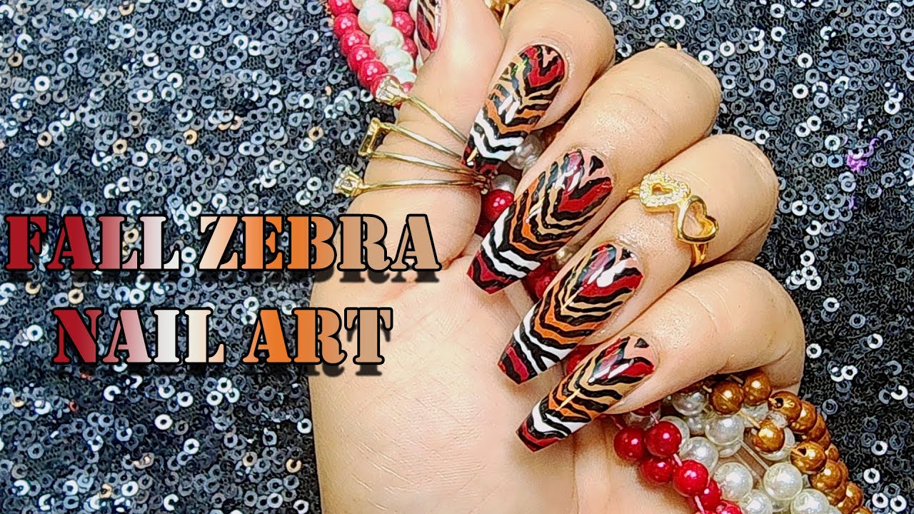 Fall Zebra Nail Art | Rose4you - YouTube