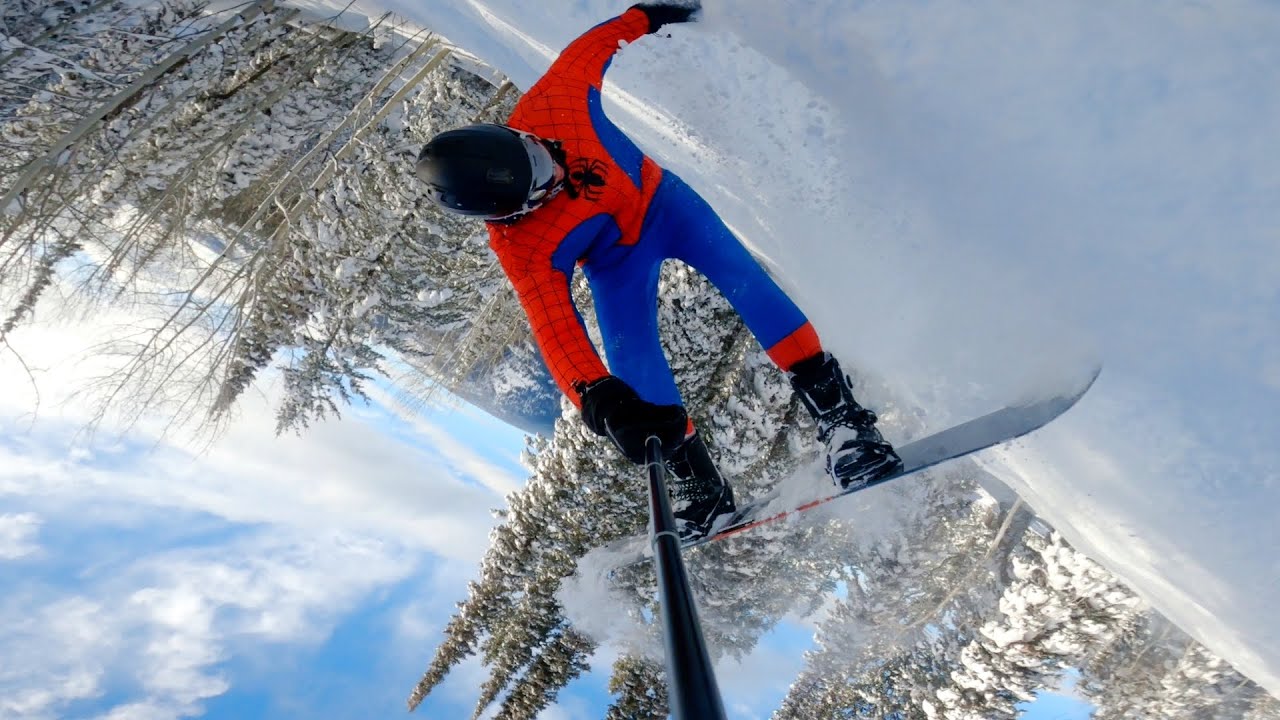 Spiderman Crashes on a Snowboard - YouTube