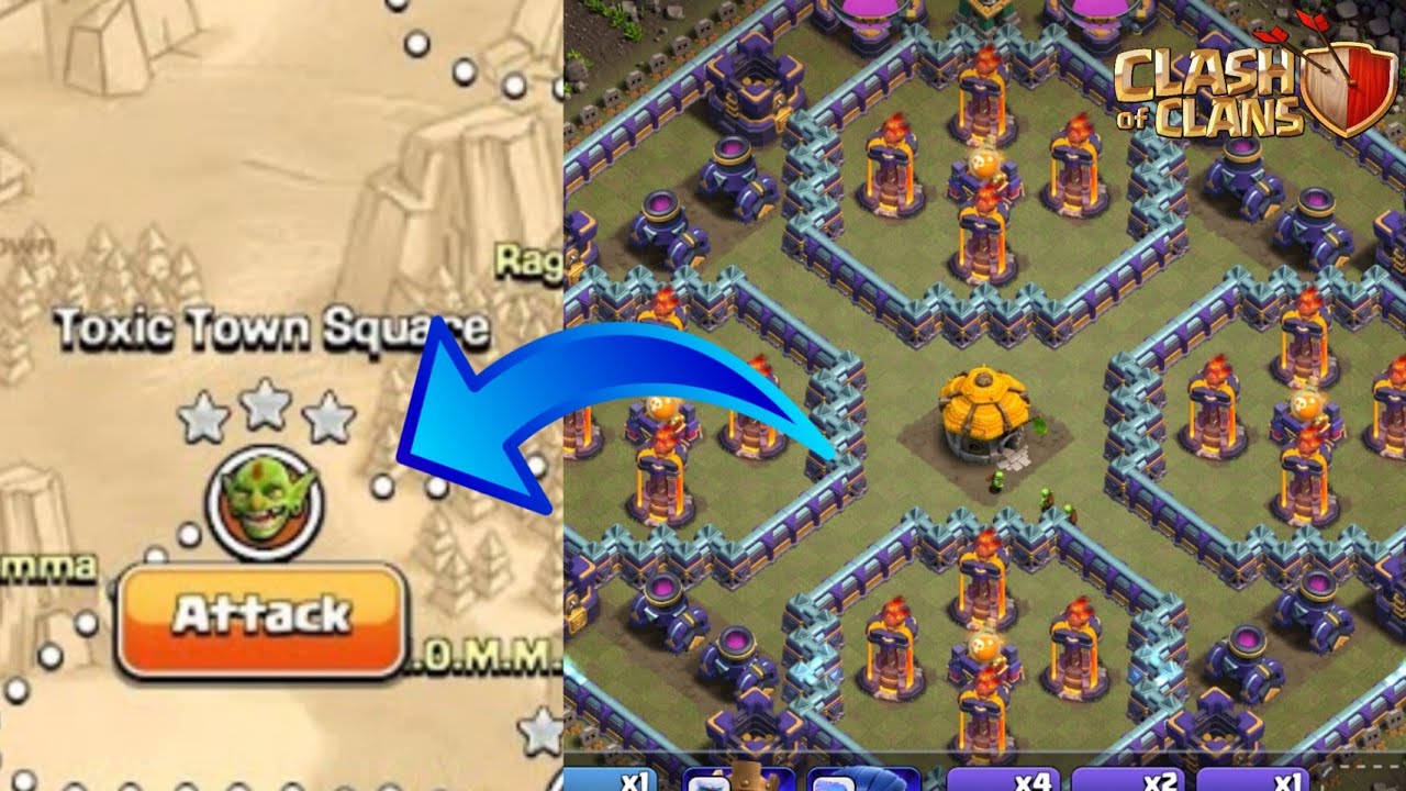 How to 3 Star "TOXIC TOWN SQUARE" Single player Base in Clash of Clans ...