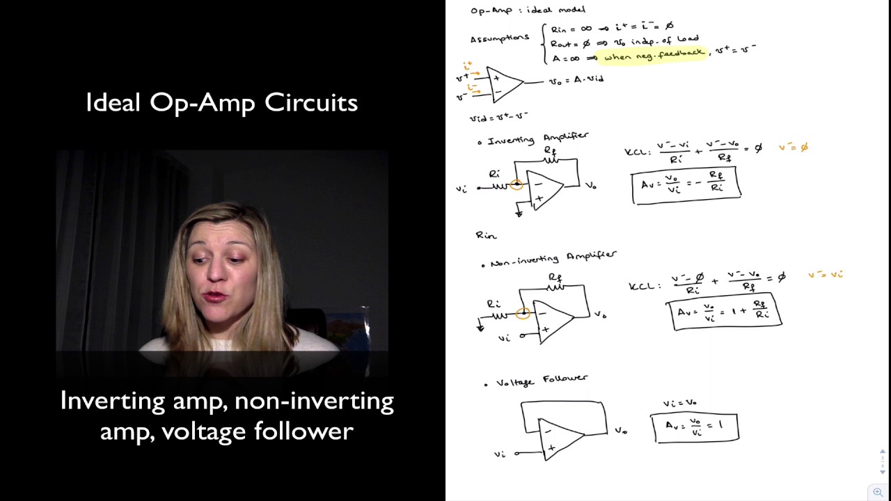 Review of Op-Amps: Inverting amp, Non-inverting amp, Voltage follower ...
