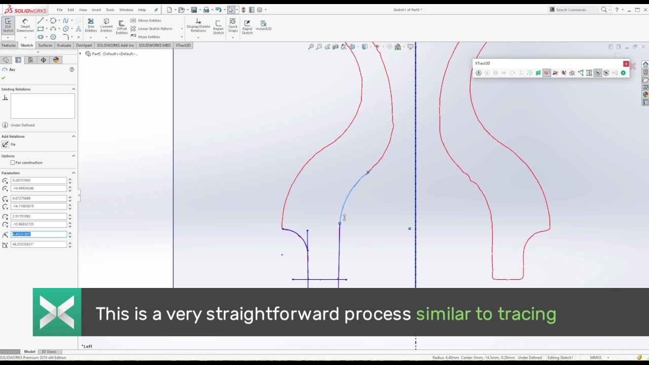 XTract3D Workflow (Step 4): Sketch outline of 2D cross section - YouTube