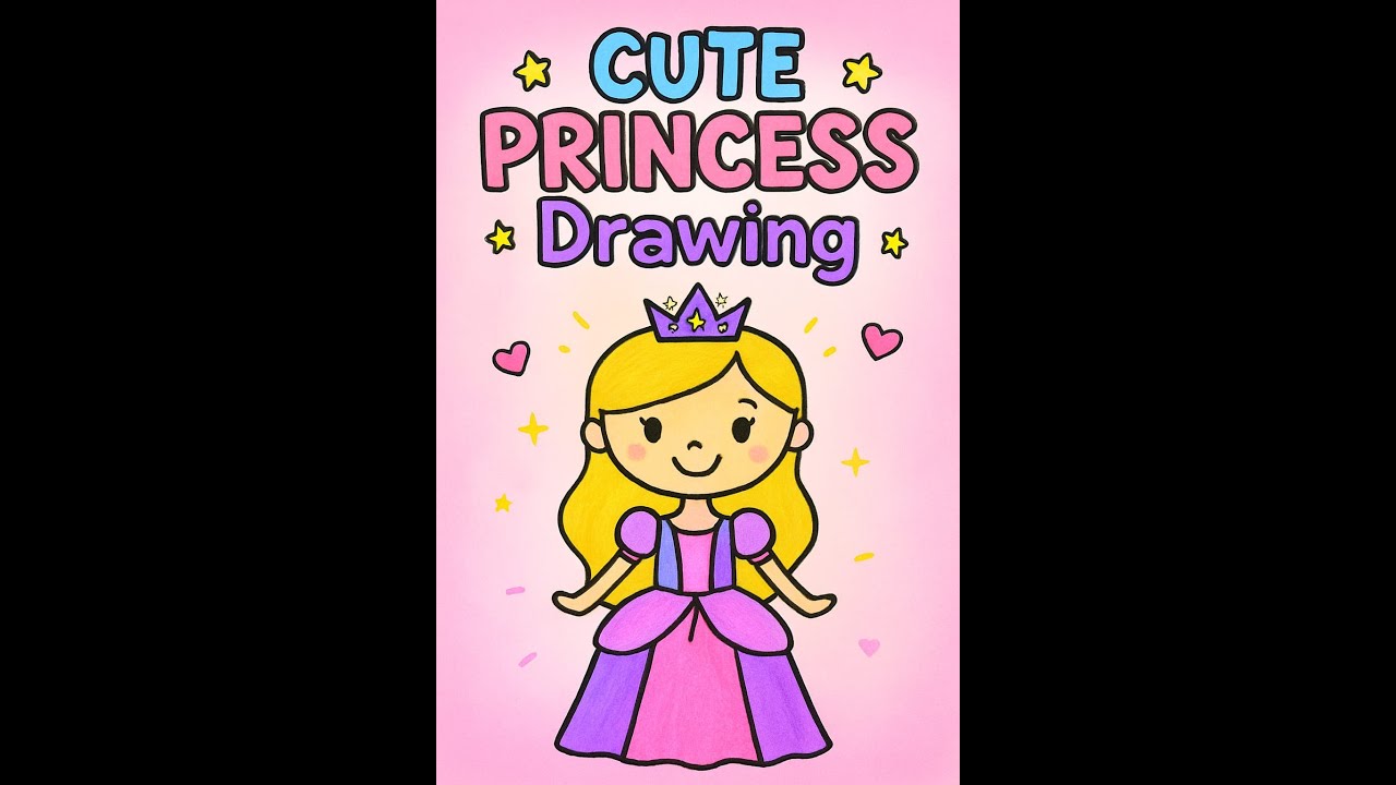 How to Draw a Cute Princess | Easy Drawing for Kids - YouTube