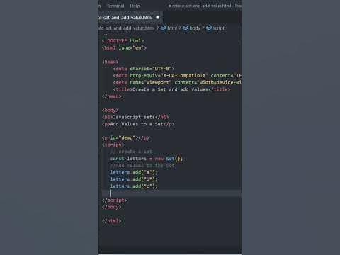 Create A Set And Add Values Javascript Tutorial #html #css #javascript 