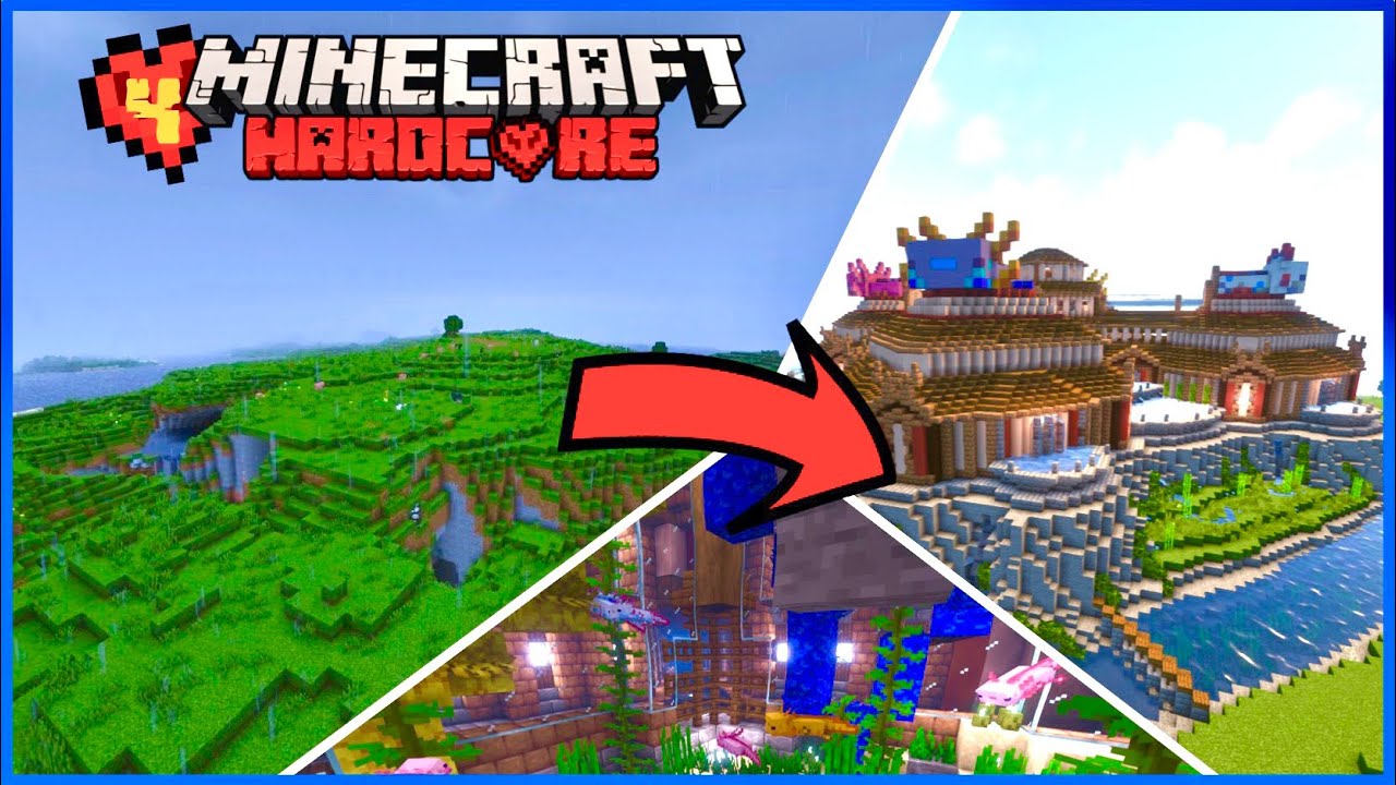 I built an AXOLOTL SANCTUARY in Minecraft Hardcore - YouTube