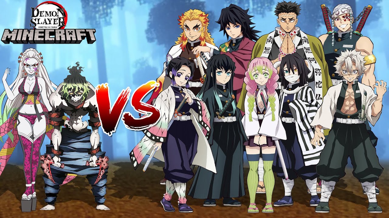 Upper Moon 6 (Daki&Gyutaro) vs All Hashira! Demon Slayer Minecraft ...