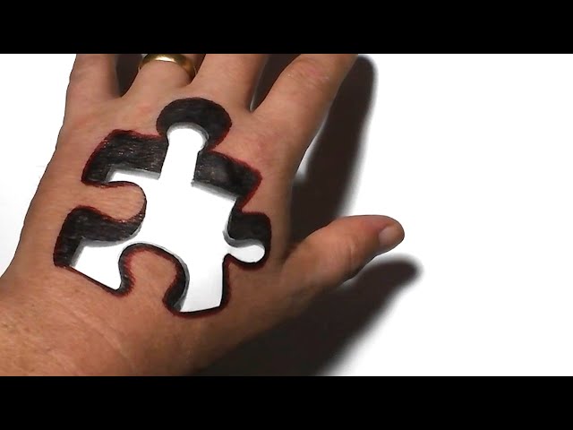 Trick Art on Hand | Cool 3D Jigsaw Puzzle Piece Hole Optical Illusion ...