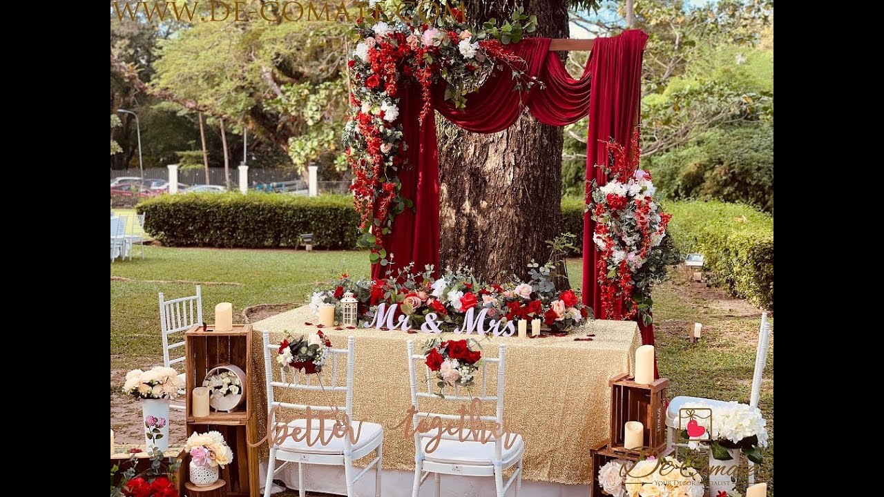 Beautiful Outdoor Burgundy Rustic Garden Wedding. ROM Ceremony - YouTube