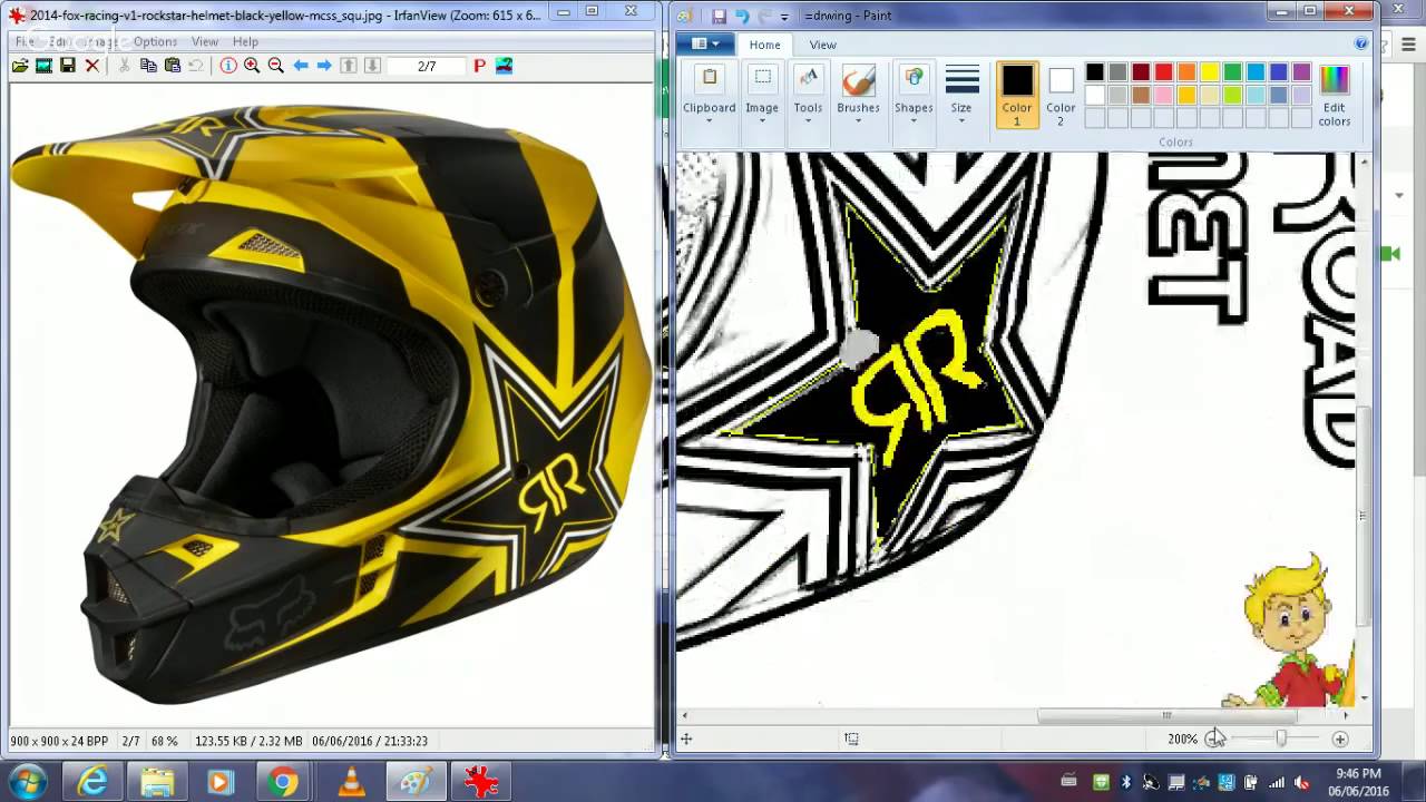 FOX/ROCKSTAR ENERGY MOTOCROSS HELMET DRAWING - YouTube