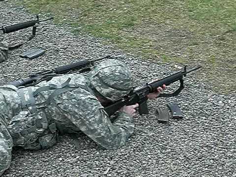 F2 Sandhurst - Jake Grob prone position with M16 - 10APR2009 - YouTube