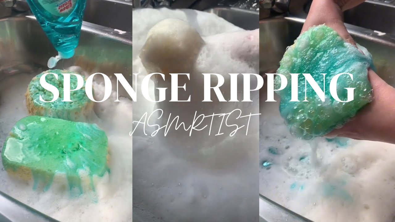 ASMR SATISFYING SPONGE SQUEEZES | SPONGE RIPPING | SINK OVERFLOW ...