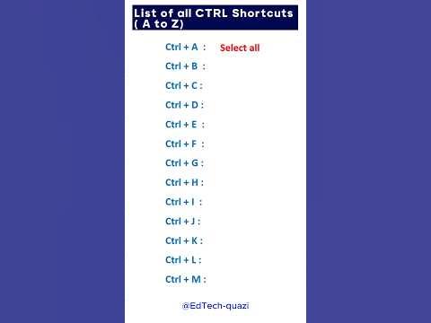 List of All CTRL Shortcuts | CTRL A-Z Shortcuts - YouTube