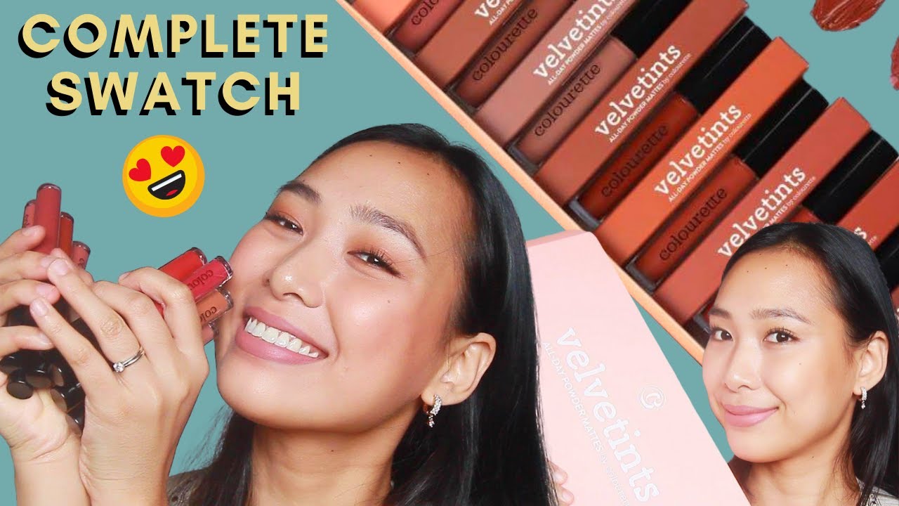 ALL Colourette Velvetints closeup swatch + mini review + makeup look ...